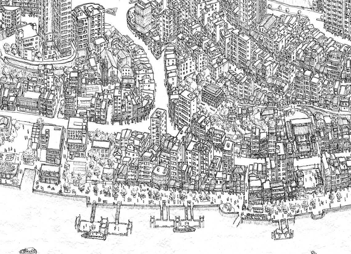 Tamsui/danshui Hand Drawn Map , Fine Art Print - Etsy