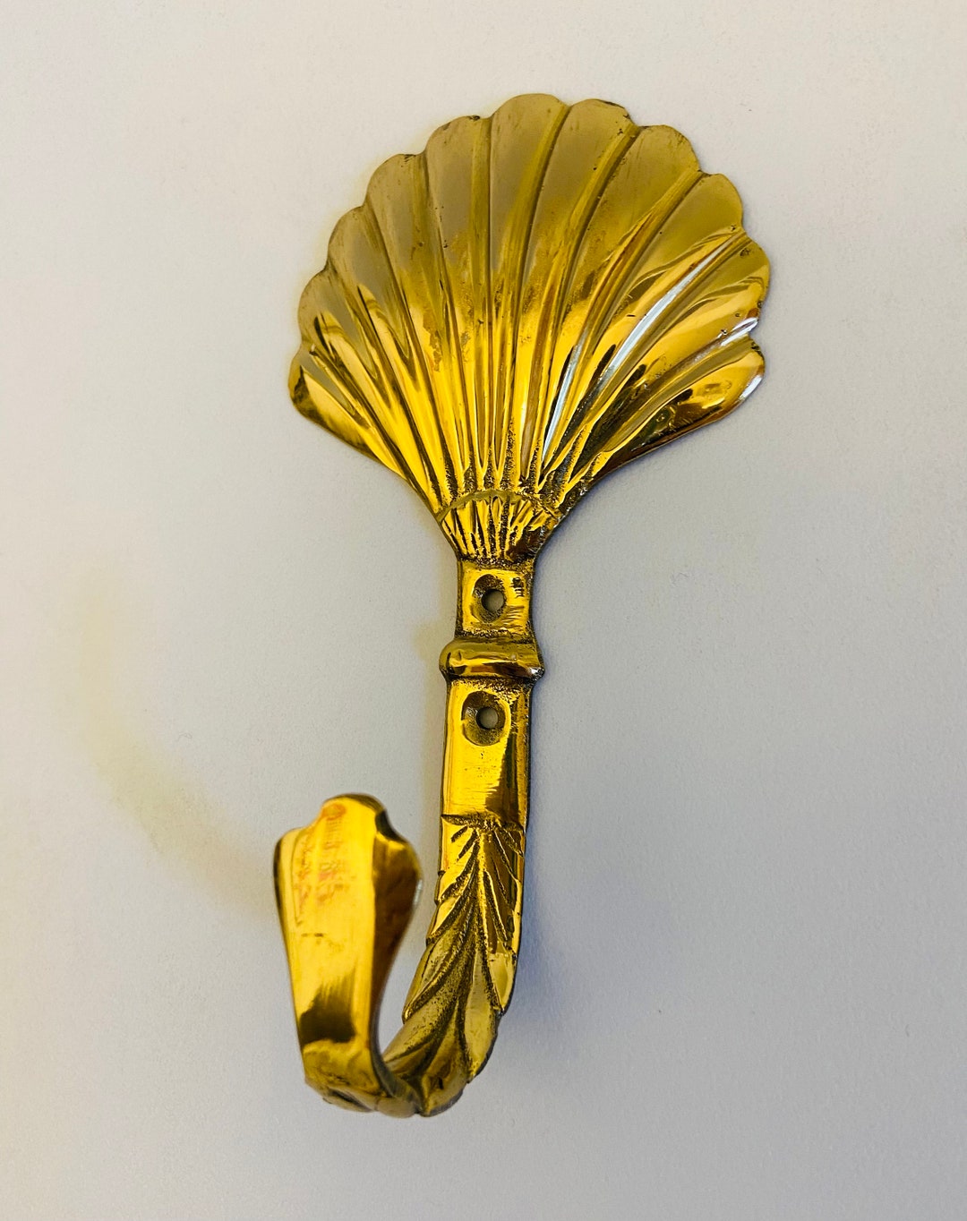Vintage Brass Shell Hook Summerhouse Decor - Etsy