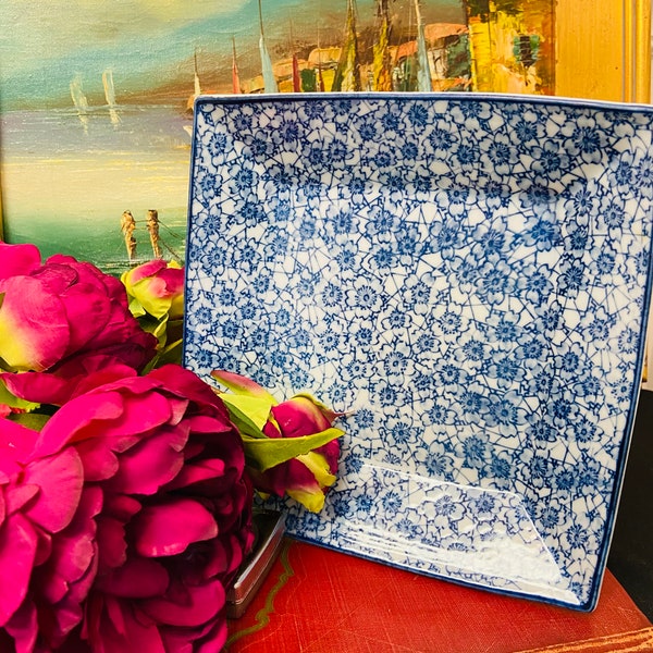 Blue and White Square Plates - Etsy