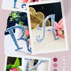 BLUE WHITE CHINOISERIE Decor Letter Sign Gift Idea Wood Decoupage ...