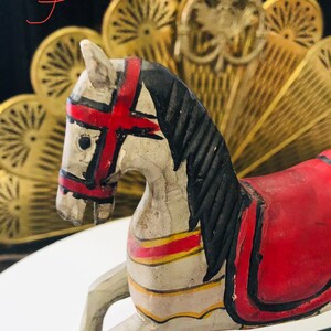 ROCKING HORSE WOOD, Blue White, Toy Home Decor, Chinoiserie Chic ...