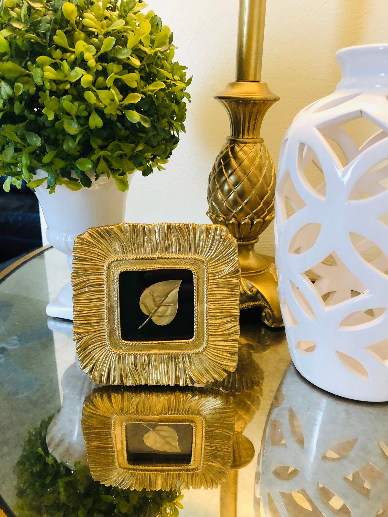 GOLD LEAF DECOR Gold Fall Decor Framed Leaf Gold Frame - Etsy