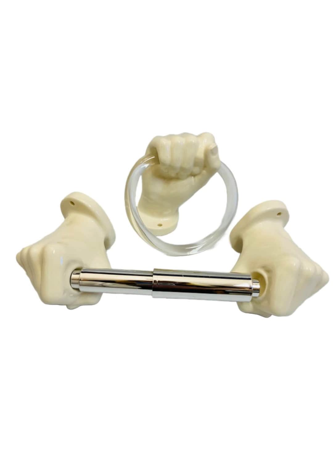 Vintage Nancy Funk Ceramics Hands Pop Art Bathroom Toilet Paper Towel ...