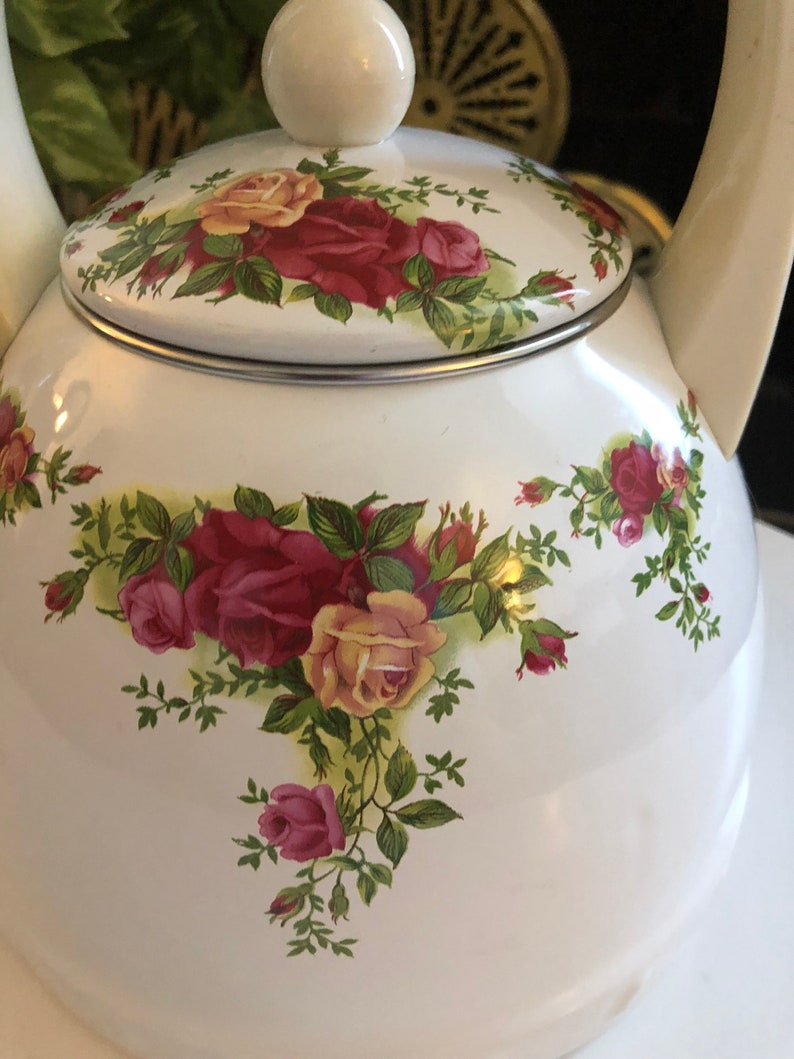 OLD COUNTRY ROSES Royal Albert Tea Kettle Metal Enamel | Etsy
