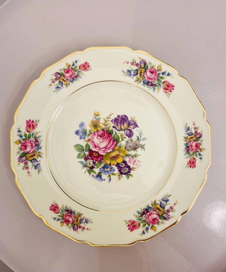 Vintage Rosenthal Continental Floral Dinnerware Set: Ivory China, Gold ...