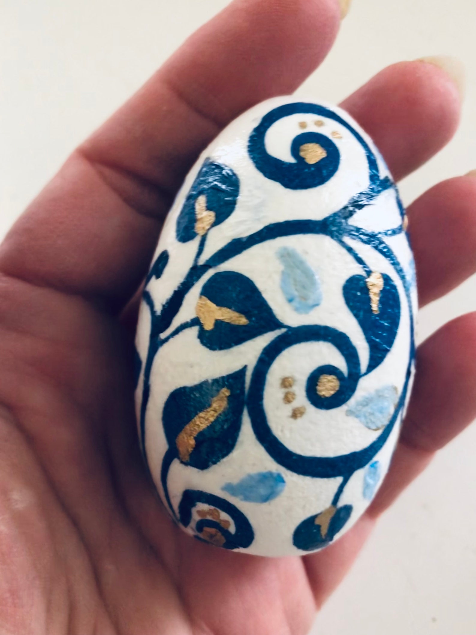 BLUE WHITE Easter Egg Spring Decor Art Deco Gift Idea | Etsy
