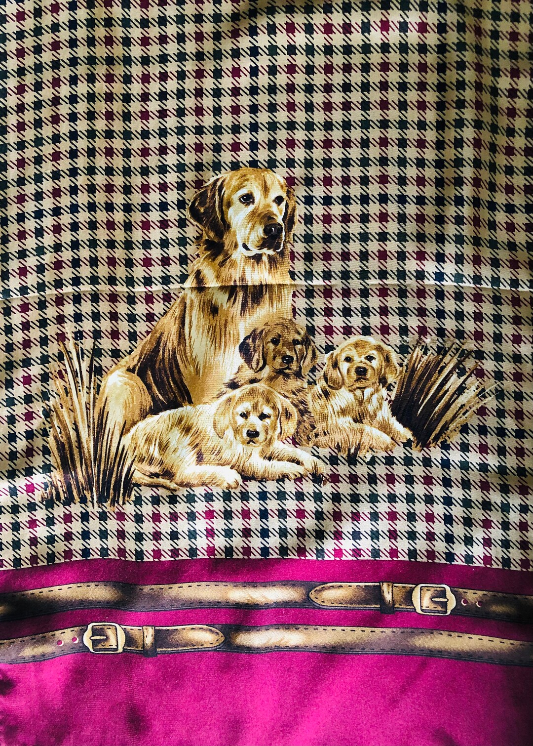 LONG SILK SCARF, Labrador Dog Puppies, Fall Fashion, Classic Checkered ...