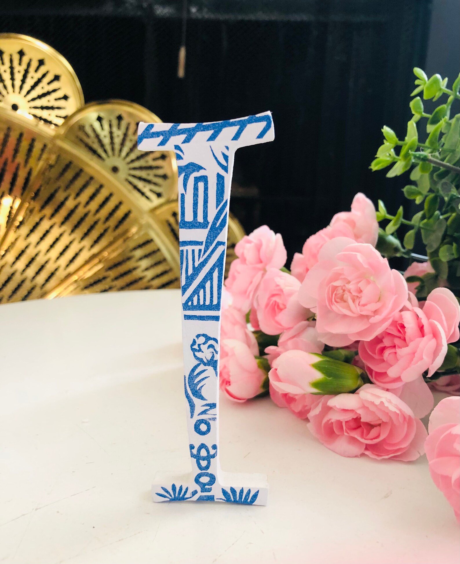 BLUE WHITE CHINOISERIE Decor Letter Sign Gift Idea Wood - Etsy