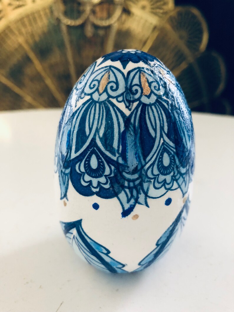 BLUE WHITE Easter Egg Spring Decor Art Deco Gift Idea | Etsy