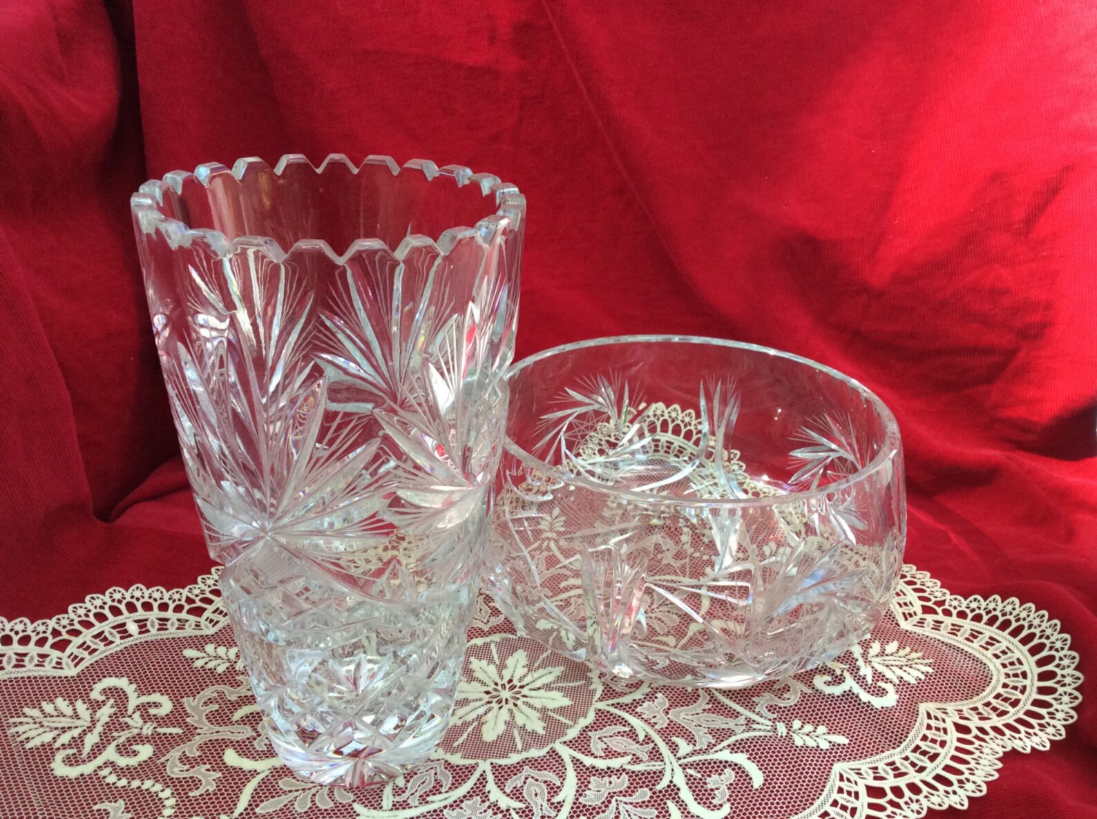 Bavarian Cut Crystal Flower Vase and Fruit Bowl Set Leaded - Etsy