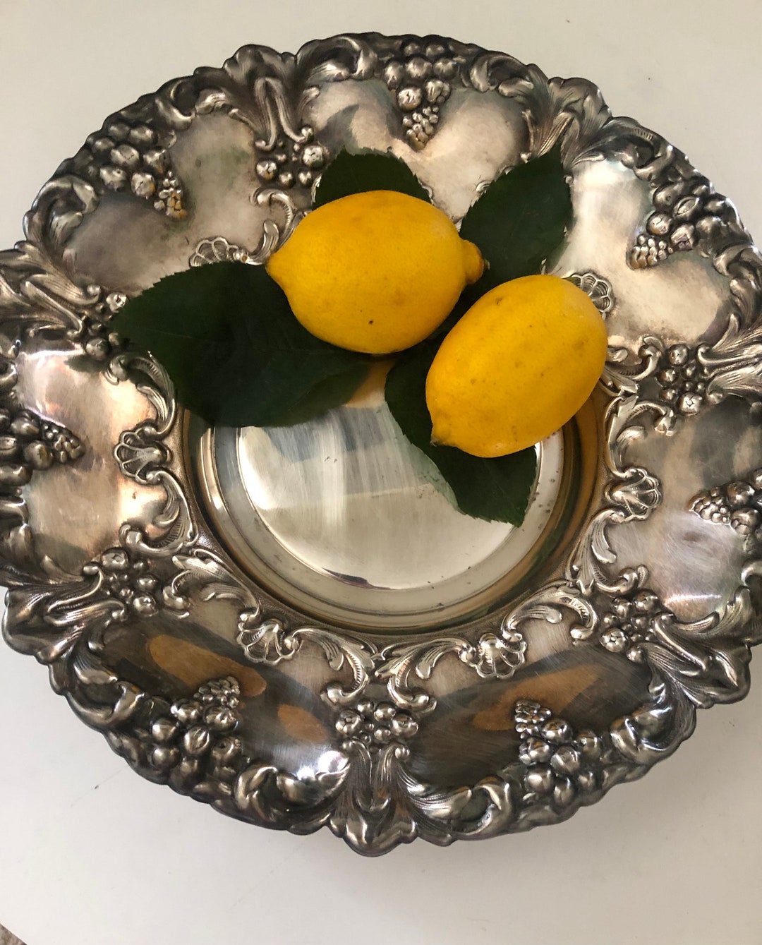 SILVERPLATE PLATE MIRROR, Vintage Silver Tray, Italian Renaissance ...