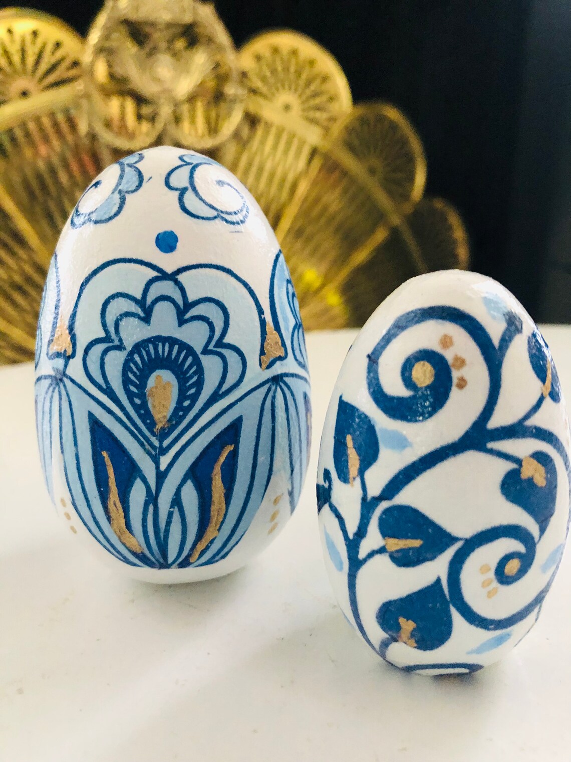 BLUE WHITE Easter Egg Spring Decor Art Deco Gift Idea - Etsy