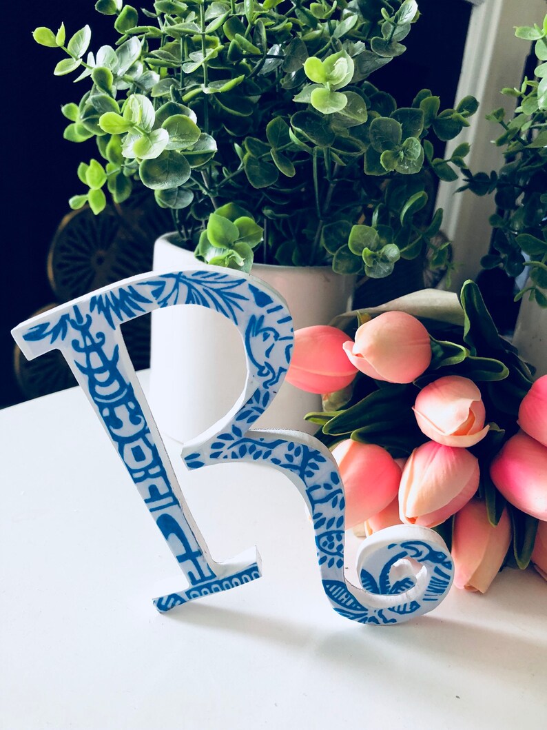 BLUE WHITE CHINOISERIE Decor Letter Sign Gift Idea Wood | Etsy
