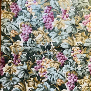 Vintage Botanical Grape Print Fabric: French Country Pillow Making ...