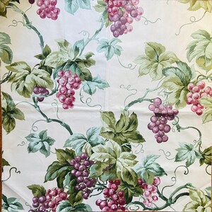 Vintage Botanical Grape Print Fabric: French Country Pillow Making ...
