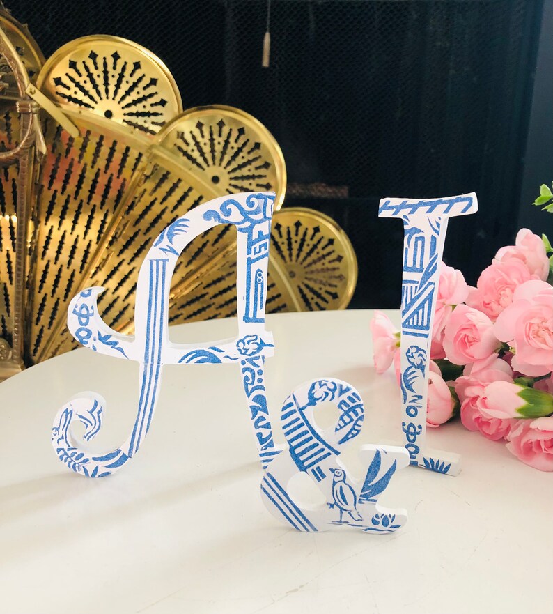 BLUE WHITE CHINOISERIE Decor Letter Sign Gift Idea Wood - Etsy