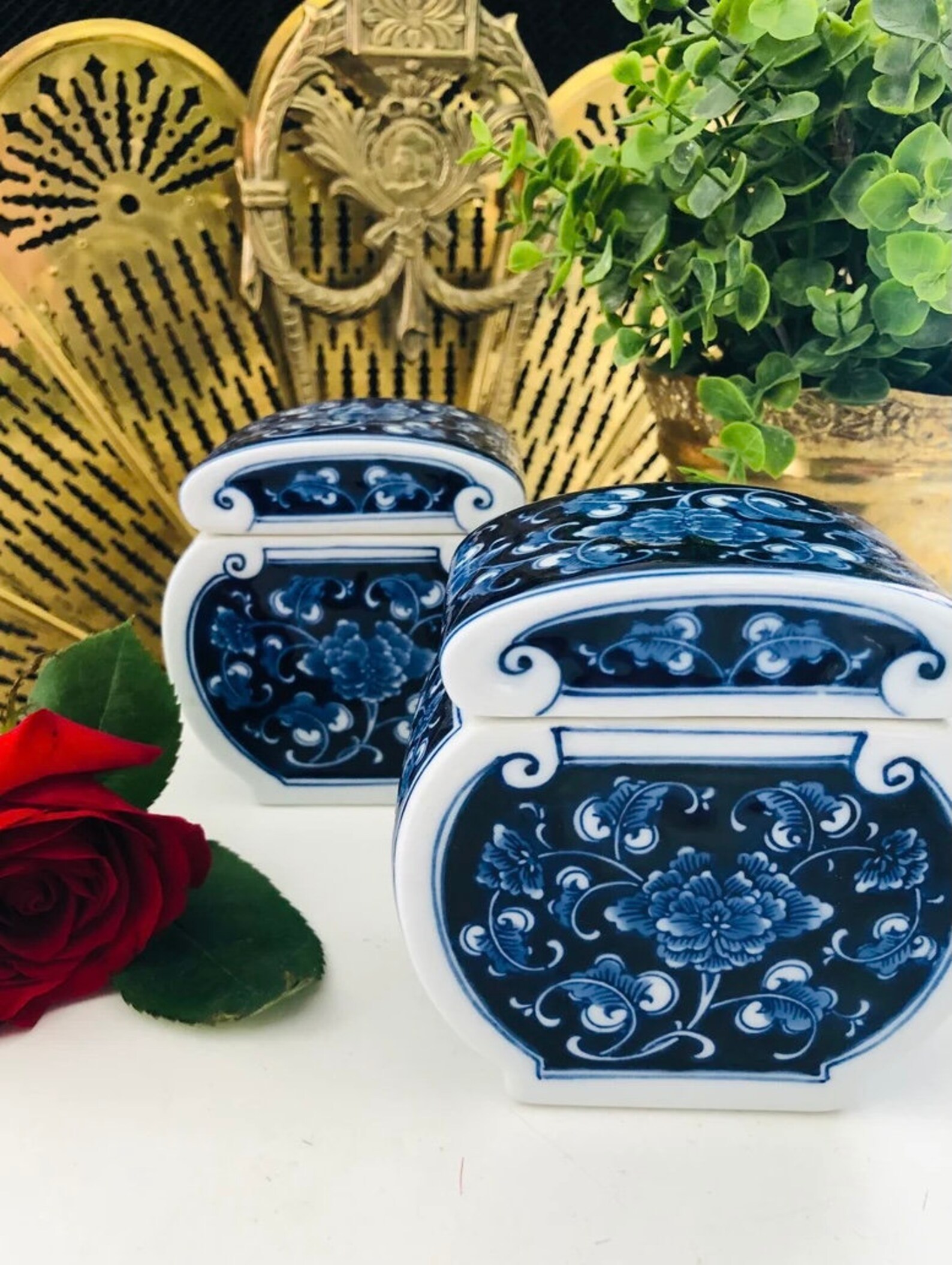 BLUE WHITE JINGER Jar Bombay Company Chinoiserie Decor - Etsy