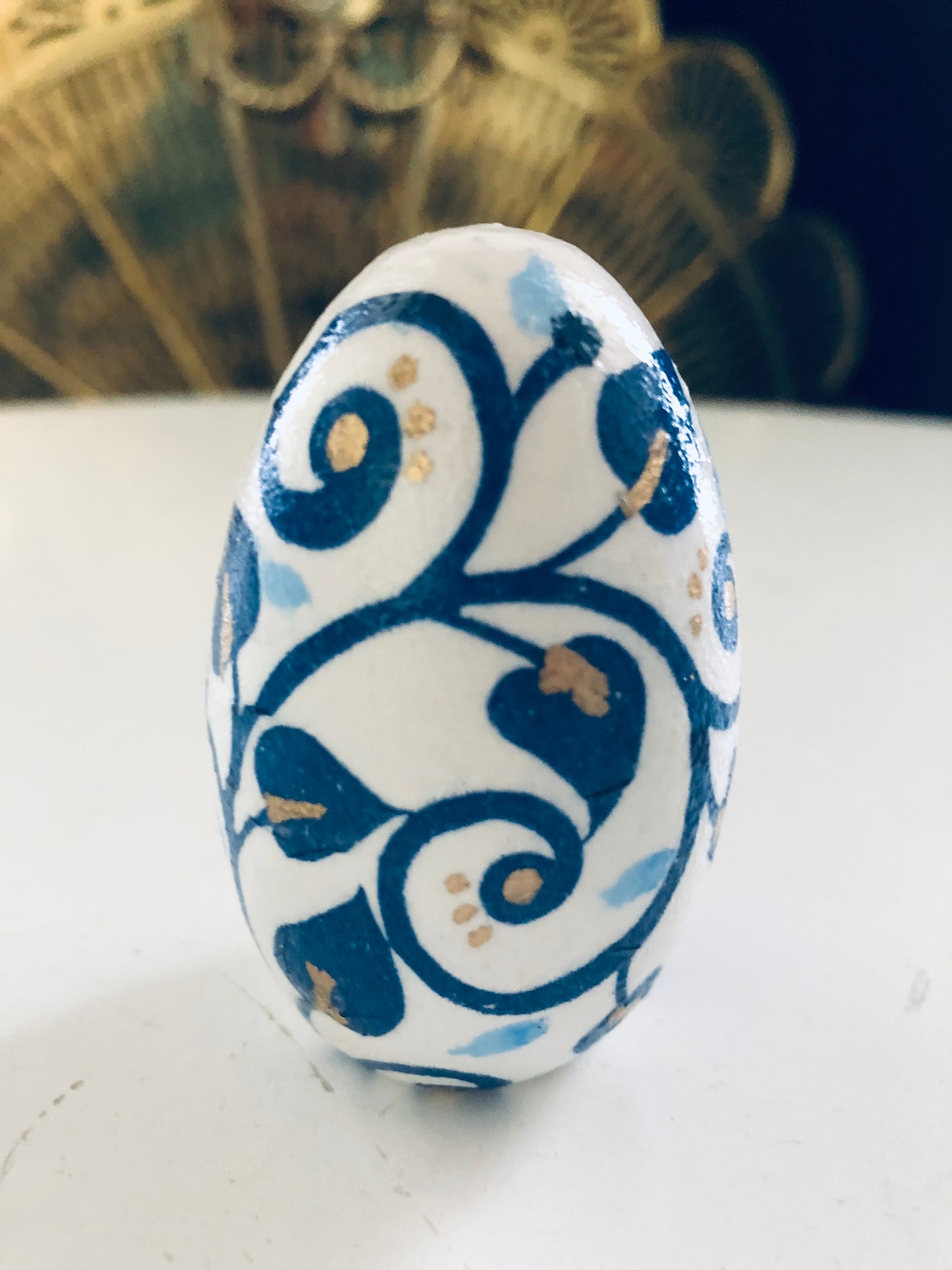 BLUE WHITE Easter Egg Spring Decor Art Deco Gift Idea | Etsy