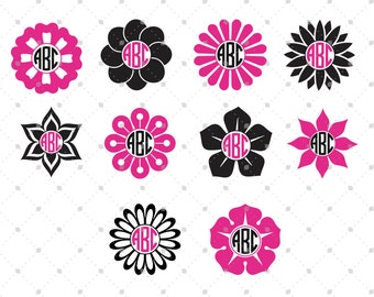 Flower monogram svg | Etsy