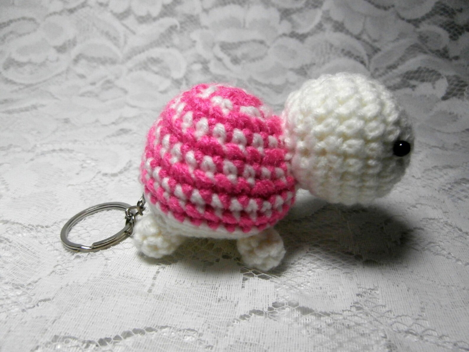 Turtle Keyring Toy - Crochet Purple Rainbow White Pink Mini Animal ...