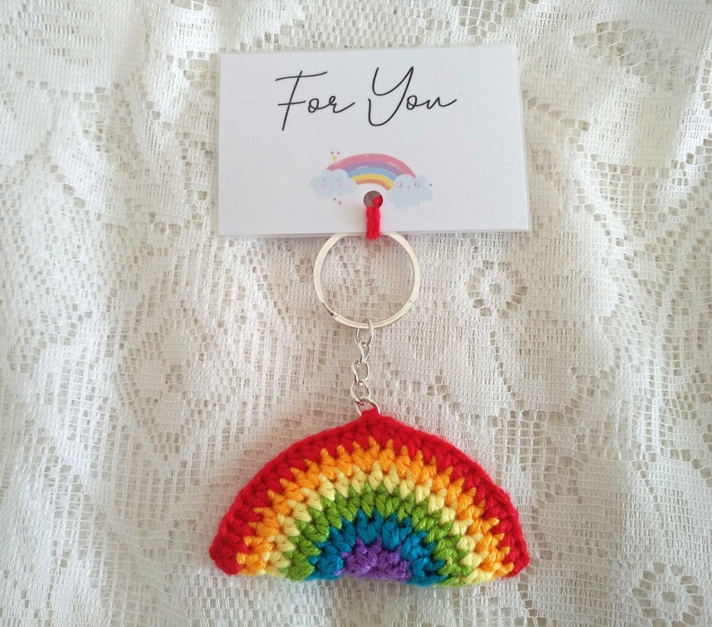 Rainbow Keyring - Crochet Knit Keychain - Birthday Christmas Graduation ...
