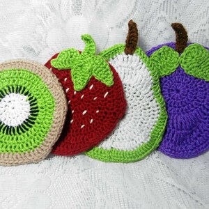 Fruit Dish Cloth - Crochet Washing up Scrubbies - Knit Grape Strawberry ...