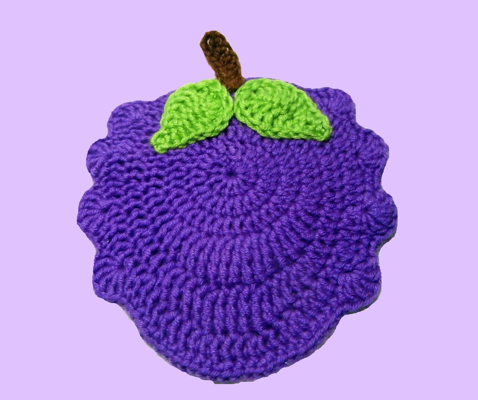 Grapes Coaster - Crochet Felt Back Drink Coffee Mug Mat - Knit Fruit ...