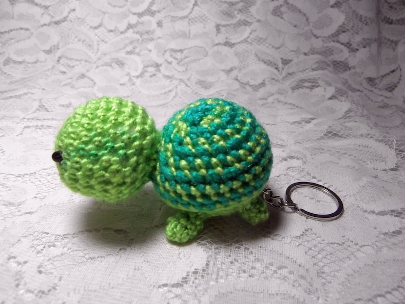 Turtle Keyring Crochet Keychain Knit Miniature Stuffed Zoo | Etsy