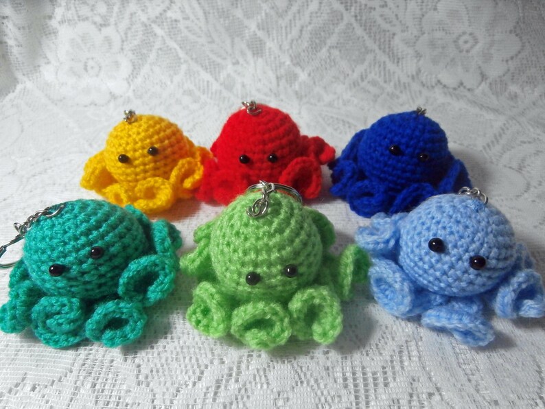 Mini Octopus Keyring Crochet Ocean Fish Keychain Knit - Etsy