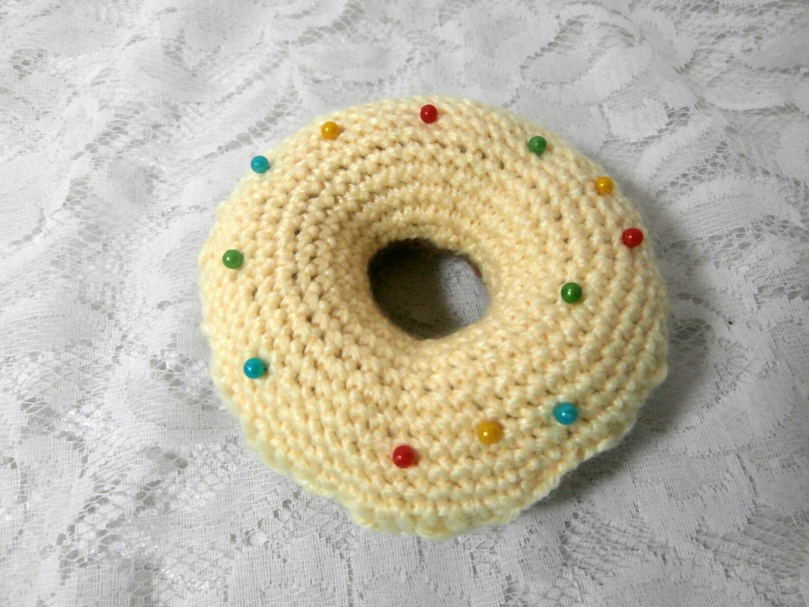Lemon Yellow Donut Pincushion Crochet Doughnut Cake Bun Pin - Etsy