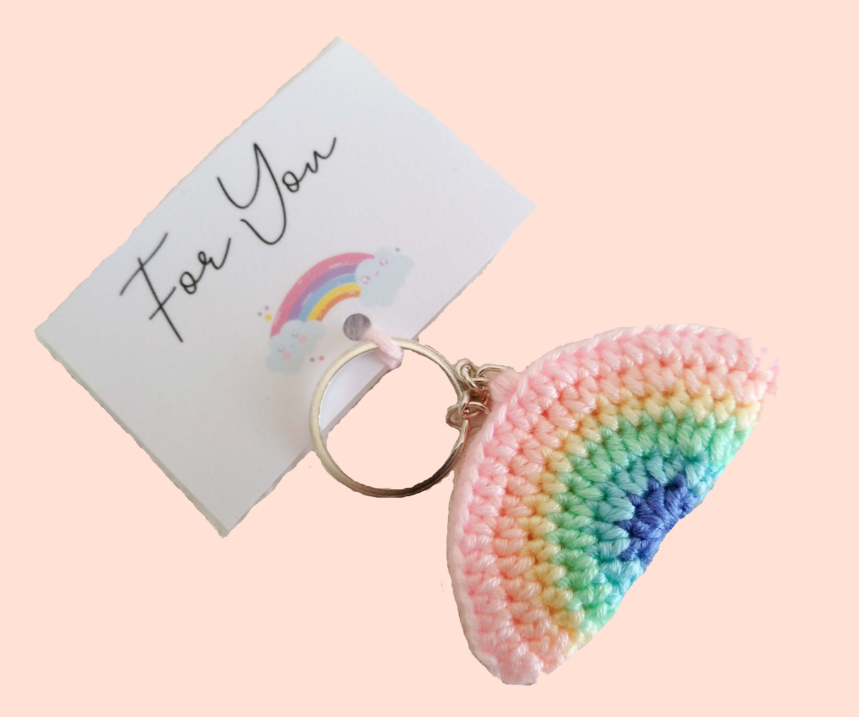 Pastel Rainbow Keyring Crochet Knit Keychain For You Gift | Etsy