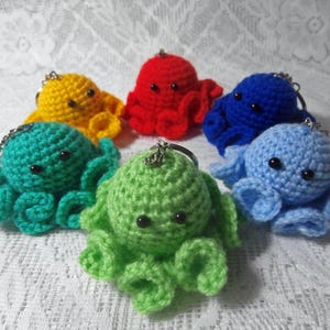 Mini Octopus Keyring - Crochet Ocean Fish Keychain - Knit Sealife ...