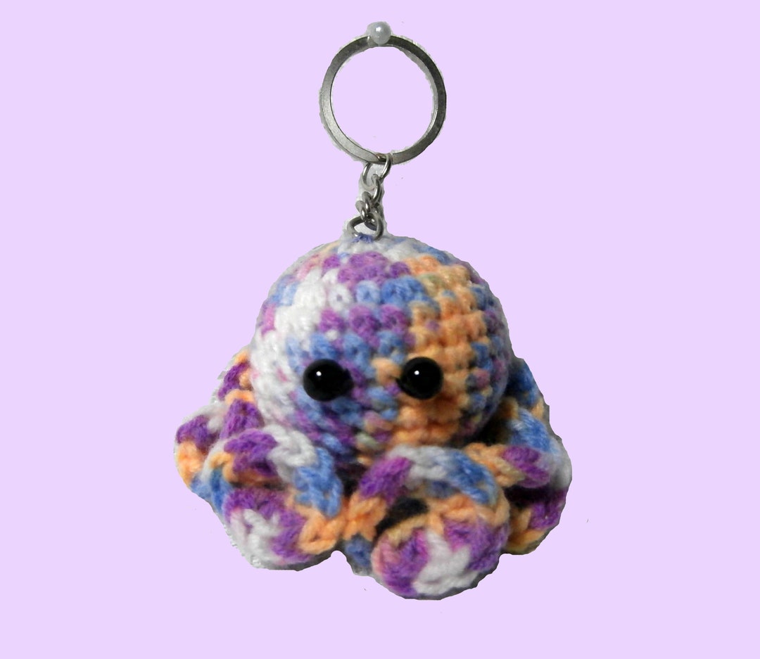 Mini Octopus Keyring - Crochet Ocean Fish Keychain - Knit Miniature ...
