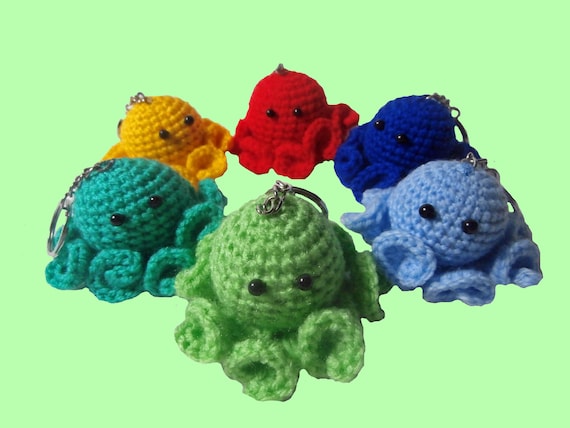 Mini Octopus Keyring Crochet Ocean Fish Keychain Knit - Etsy
