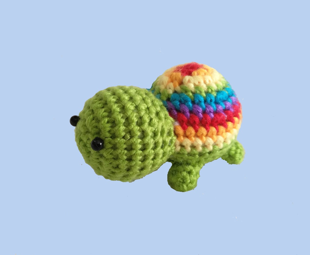 Crochet Rainbow Turtle - Mini Amigurumi Knit Stuffed Animal Plushie ...