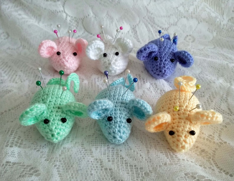 Mouse Pin Cushion - Mini Crochet Animal Pincushion With Pins - Needle ...