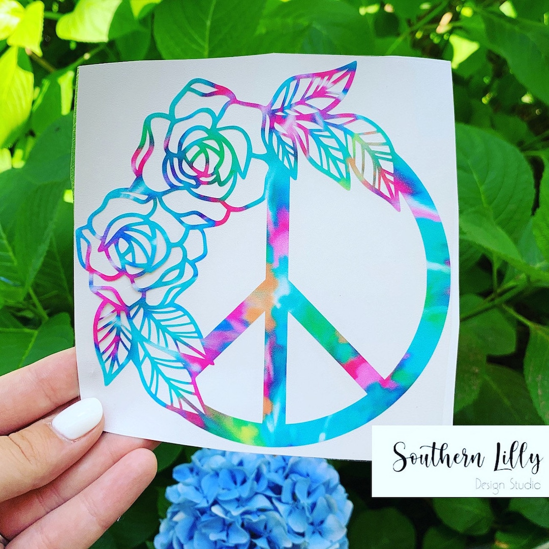 Floral Peace Sign Colorful Car Vinyl Decal Sticker Gift for Friend - Etsy