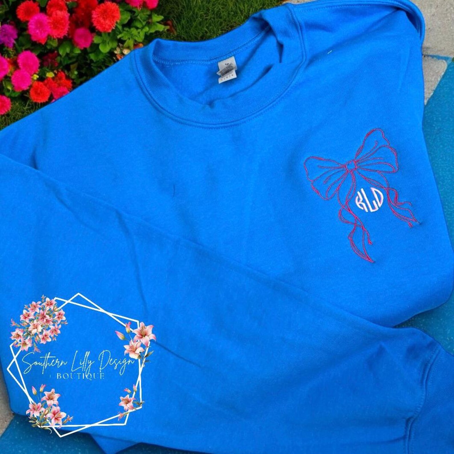 Bow Embroidered Personalized Sweatshirt With Monogram Valentines Gift ...