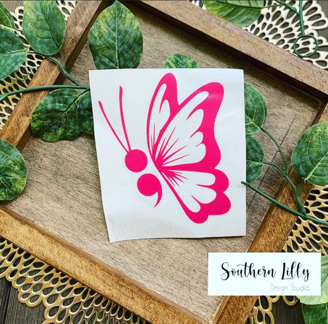 Semi Colon Butterfly Prevention Awareness Car or Cup Vinyl Decal ...