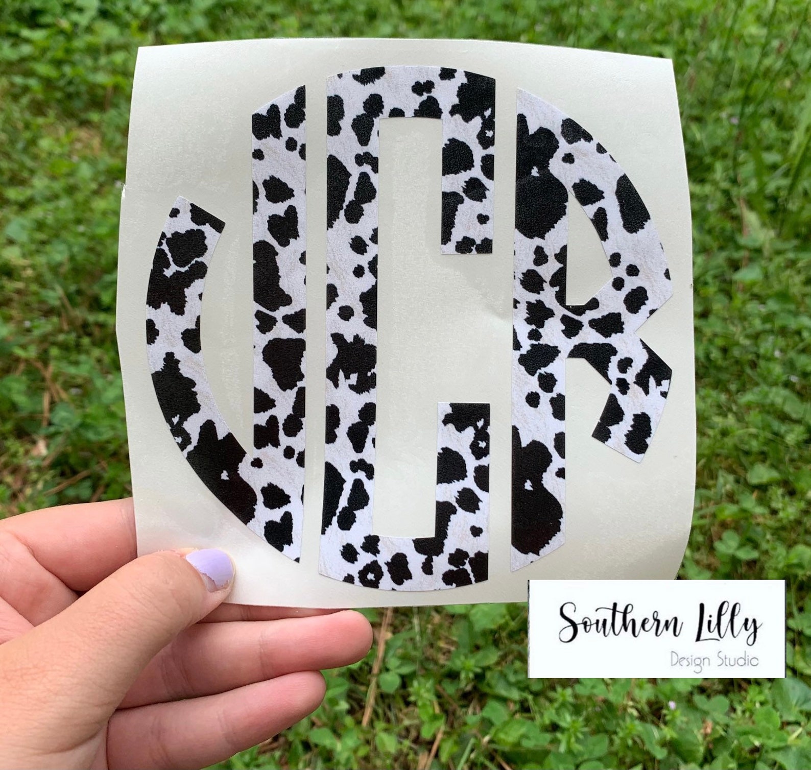 Cow Print Monogram Decal Laptop/car/ Cup Personalized Initials - Etsy UK
