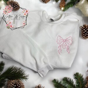 Bow Embroidered Personalized Sweatshirt With Monogram Valentines Gift ...