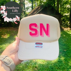 Preppy Bold Block Initials Monogram Otto Trucker Hat - Etsy