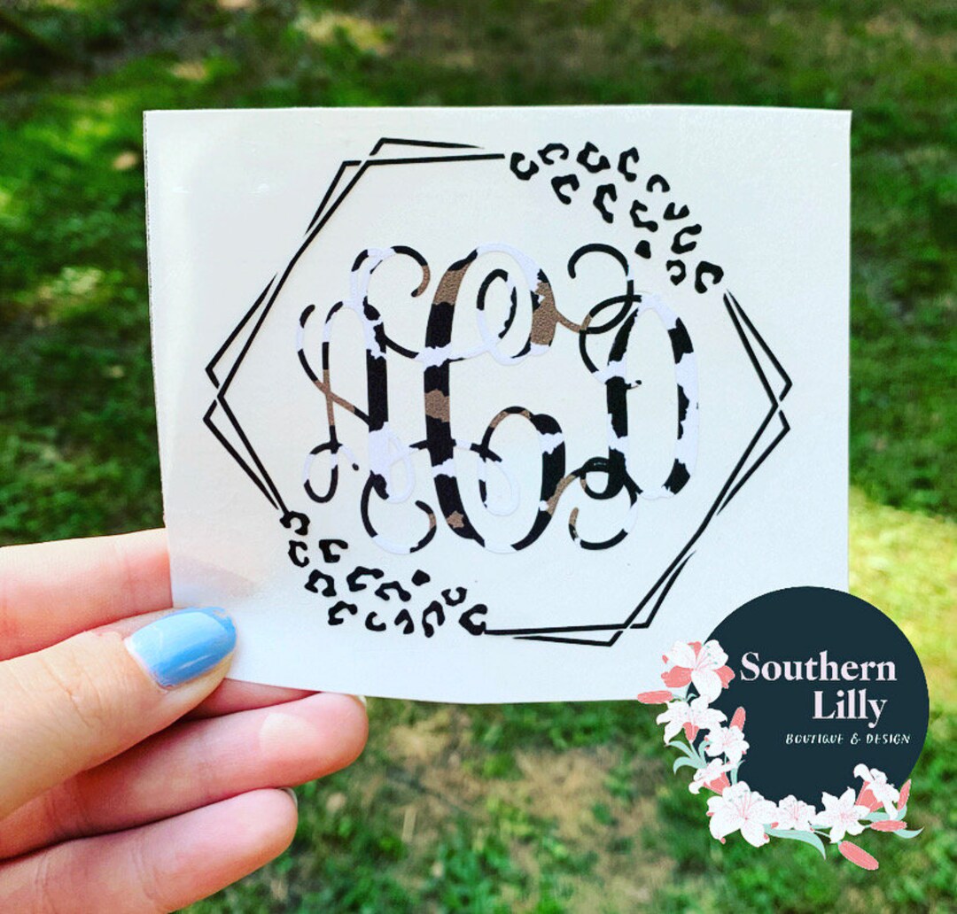 Cheetah Leopard Print Vinyl Initials Monogram Car/laptop/cup Decal ...