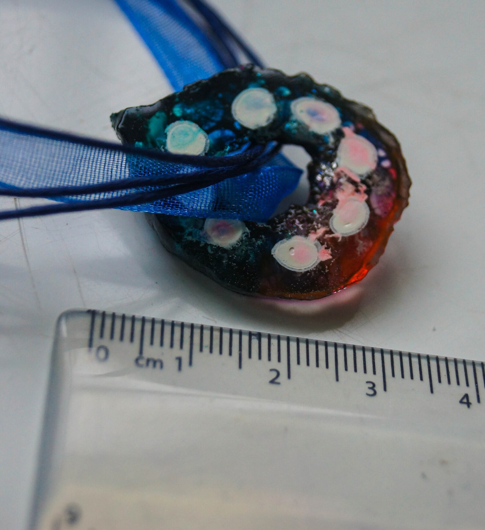 Resin Crystal Blue & Red Charm Necklace - Etsy