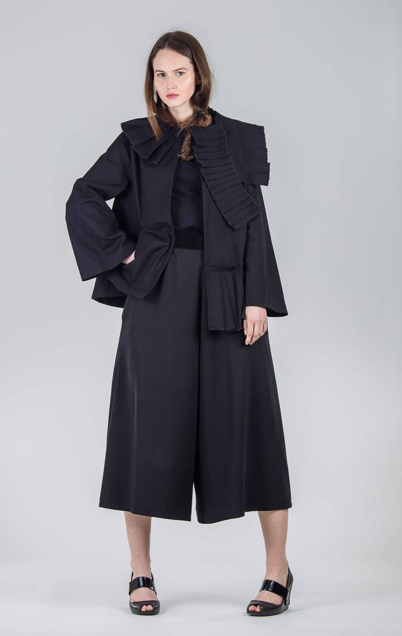 Black Pleated Cotton Jacket/ Avant Garde Women's Fashion - Etsy