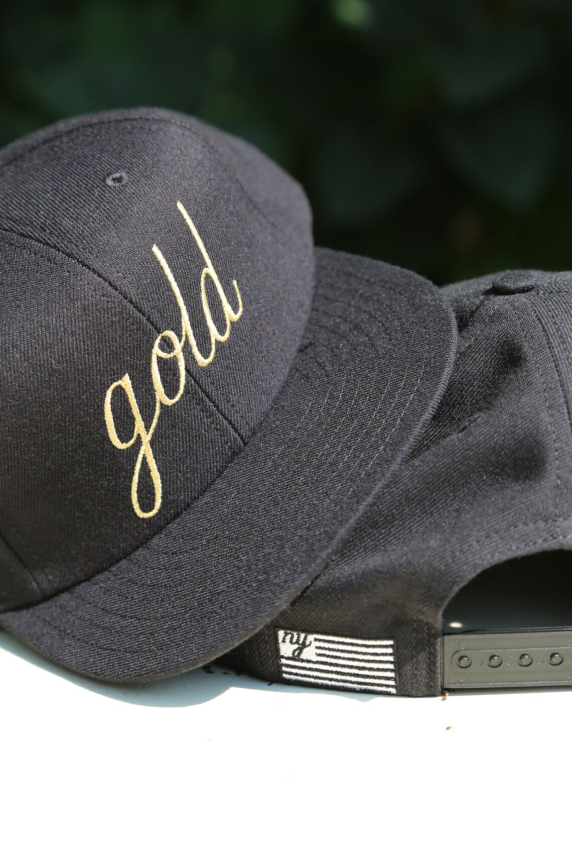 Snap Back Black Baseball Cap With Gold Embroidered Logo - Etsy