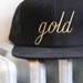 Snap Back Black Baseball Cap With Gold Embroidered Logo | Etsy