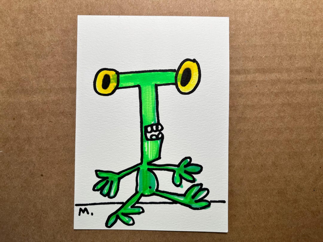 Alien Ink Drawing on 4x6 Postcard Paper - Etsy