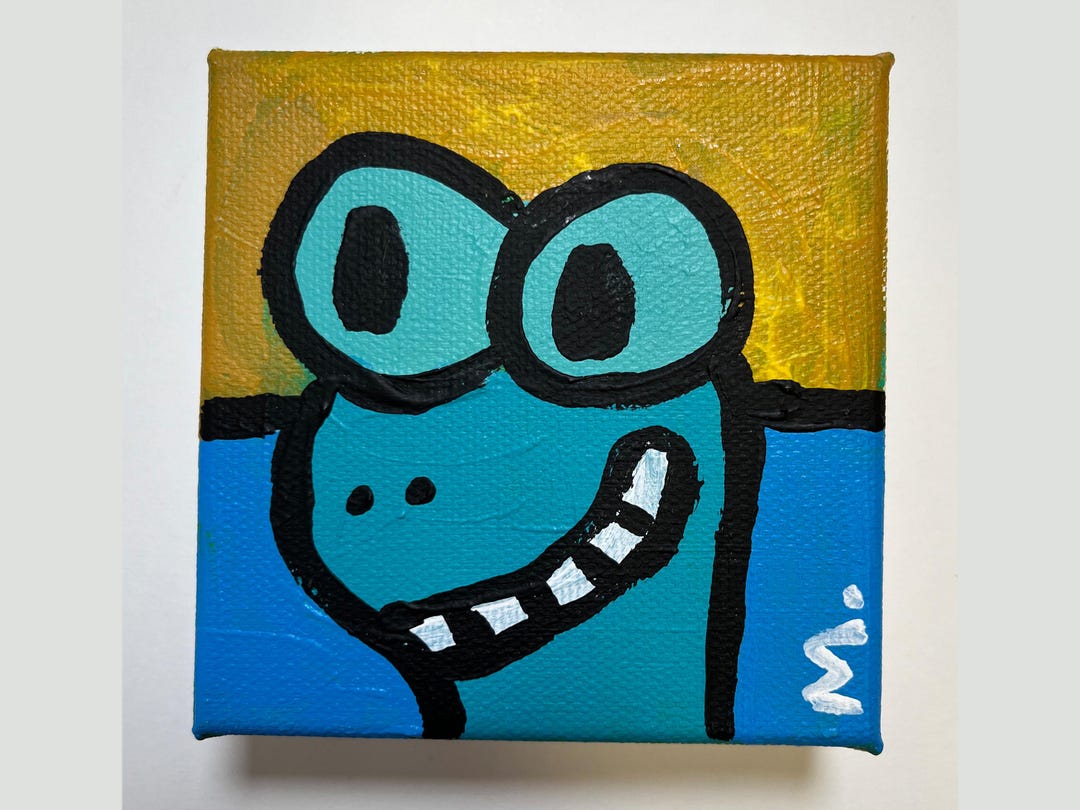 Lizard Ink Painting on Small Canvas 4x4 - Etsy