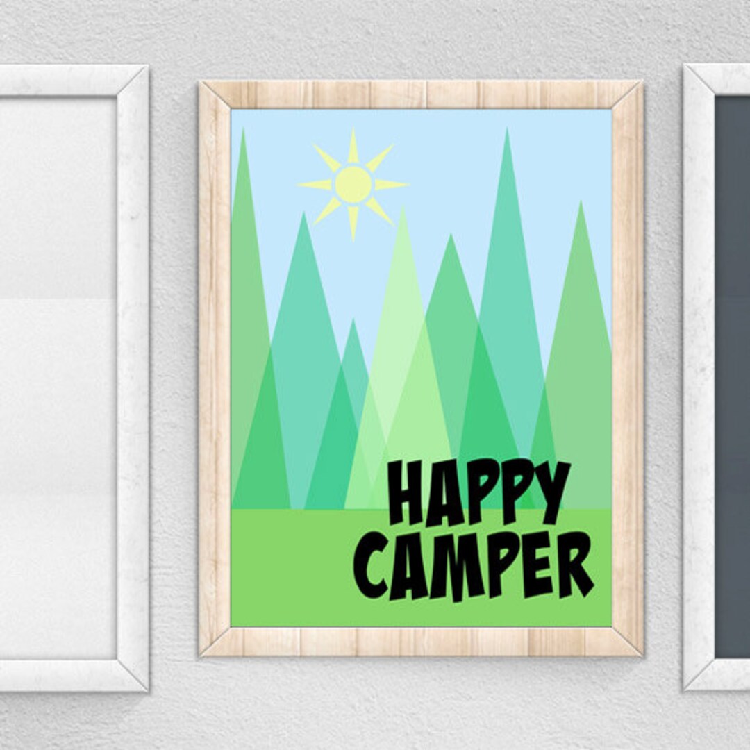 Happy Camper Digital Print, Nursery Digital Print, Happy Camper Print ...